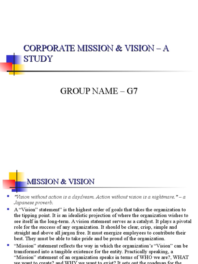 Corporate Mission & Vision - A Study | PDF | Pepsi Co | Brand