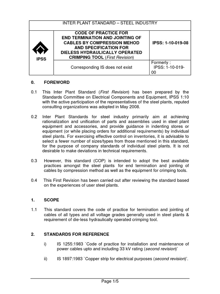 Power Cable Laying IS Code | PDF | Cable | Electrical Connector