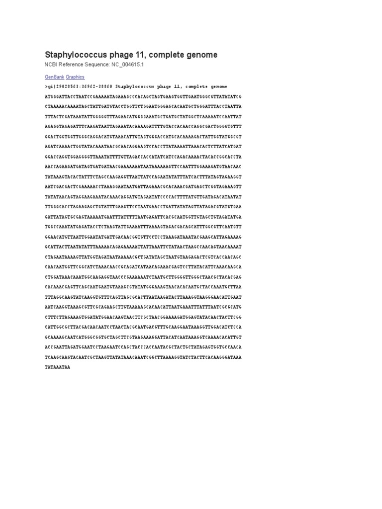 Complete Genome of Staphylococcus Phage 11 | PDF | Wellness ...
