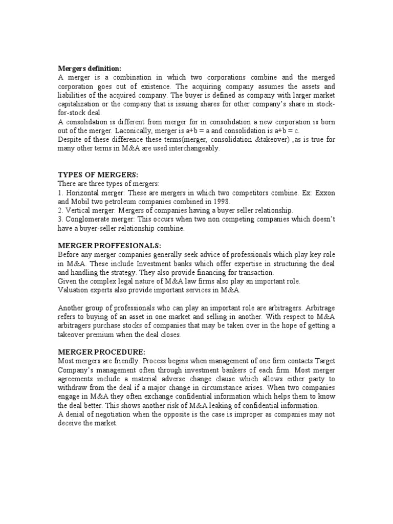 Merger and Acquisition | PDF | Leveraged Buyout | Mergers And Acquisitions