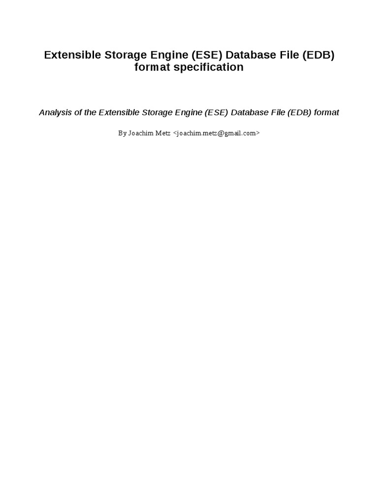 Extensible Storage Engine (ESE) Database File (EDB) Format | PDF | Data Type | File Format
