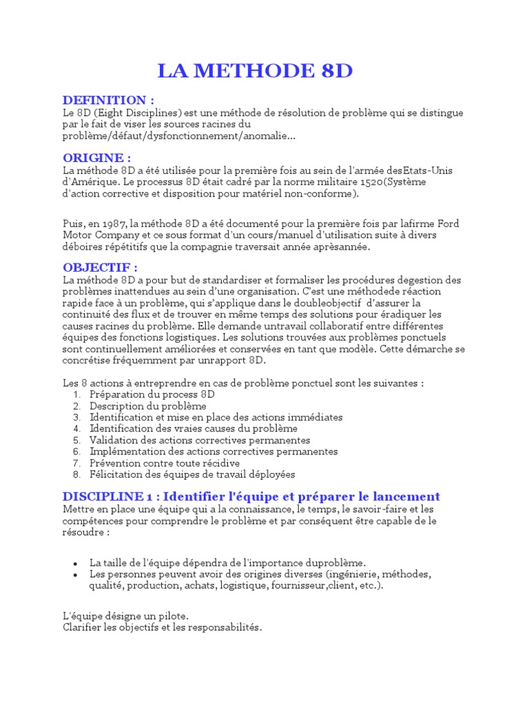 Méthode 8D Explication | Méthode 8D Définition – ALHFO