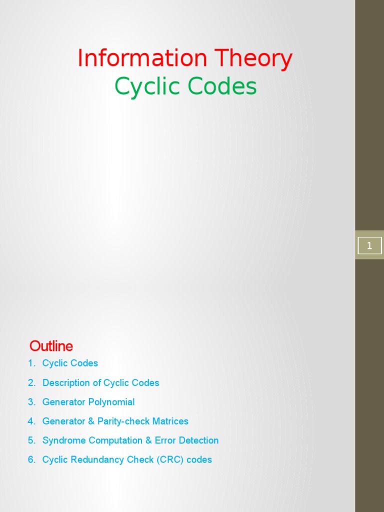 Cyclic Codes | PDF | Discrete Mathematics | Encodings