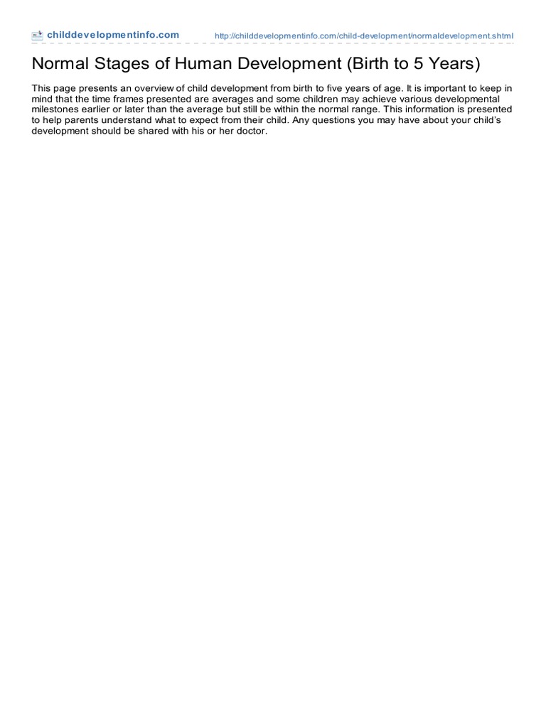 Normal Stages of Child Development | PDF | Child Development ...
