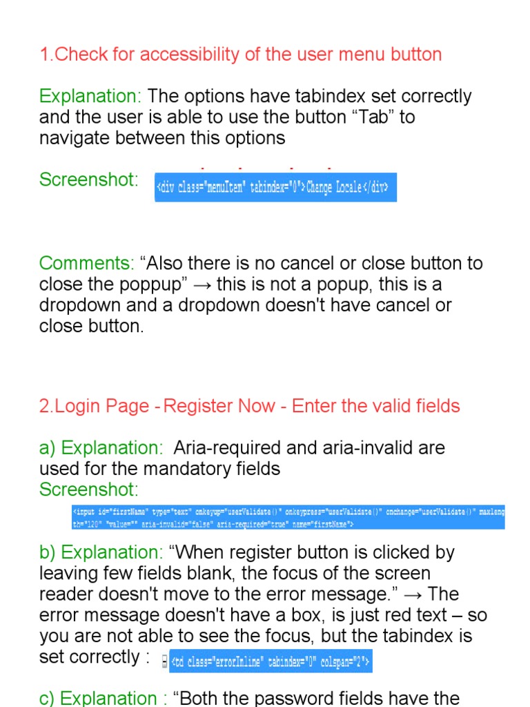 1.check For Accessibility of The User Menu Button: Explanation | PDF | Areas Of Computer Science ...