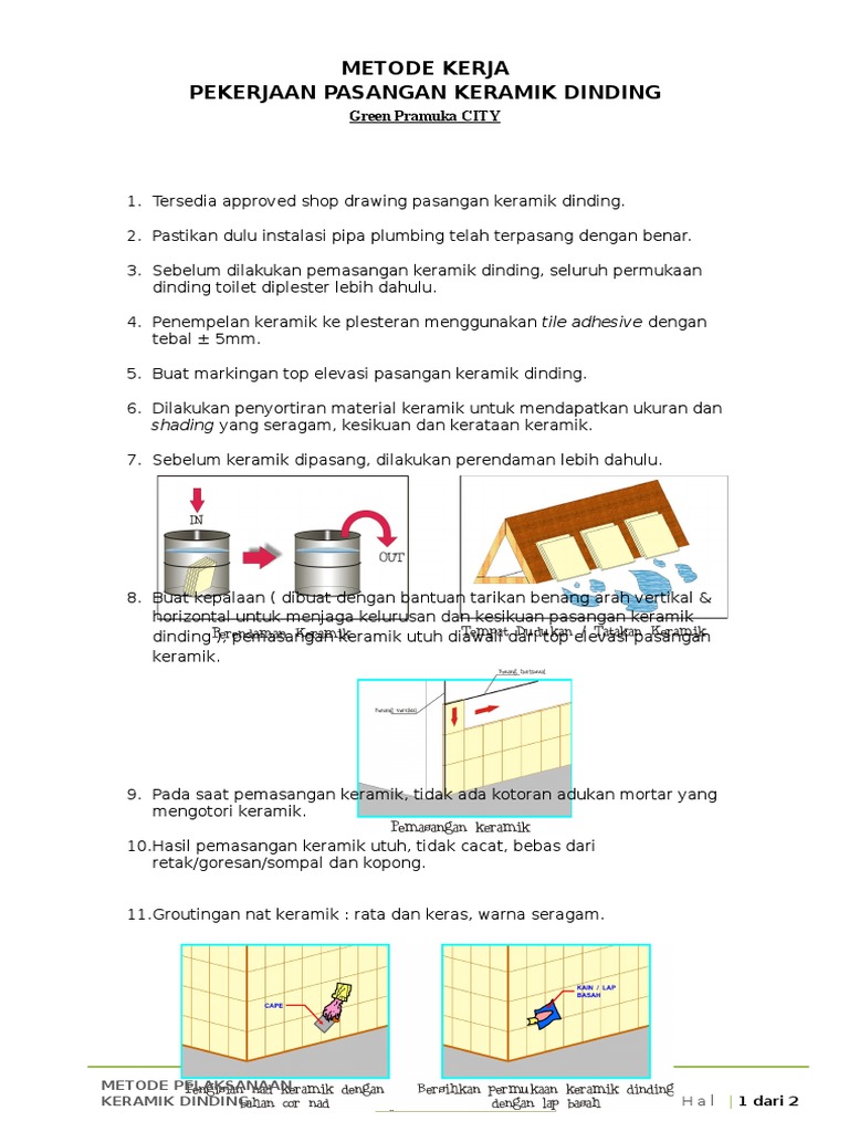 Metode Kerja Keramik Dinding | PDF