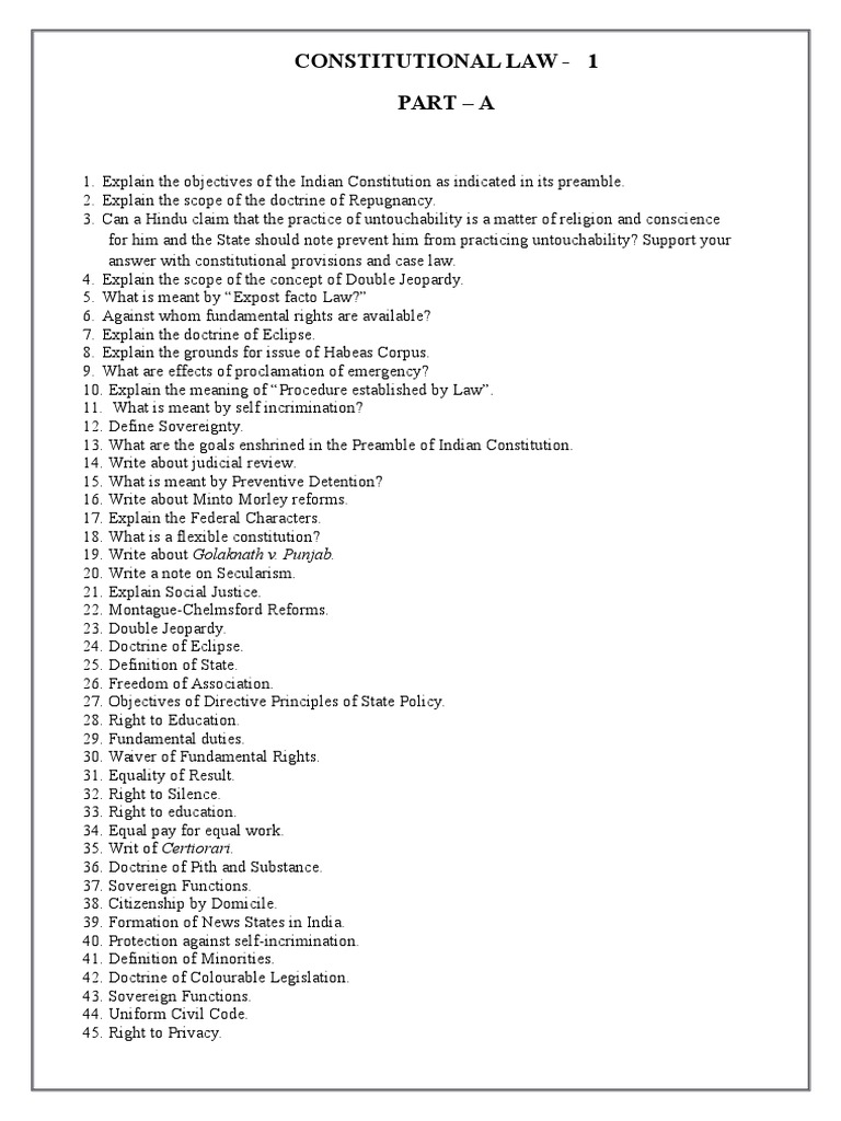 Constitutional Law - 1 Part - A | PDF | Constitution | Political Charters