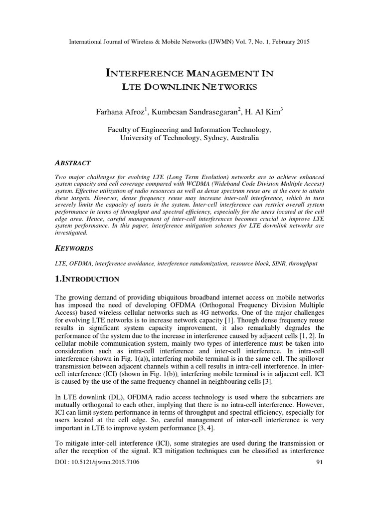 Interference Management in Lte Downlink Networks | PDF | Cellular Network | Lte (Telecommunication)