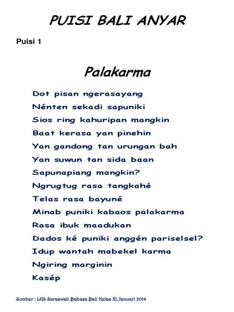 Puisi Bali Anyar 1 | PDF