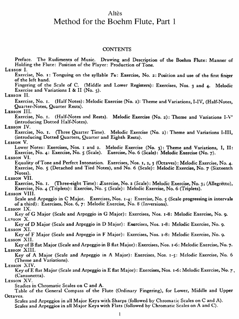 Altés Method For The Bohem Flute, Part 1 | PDF