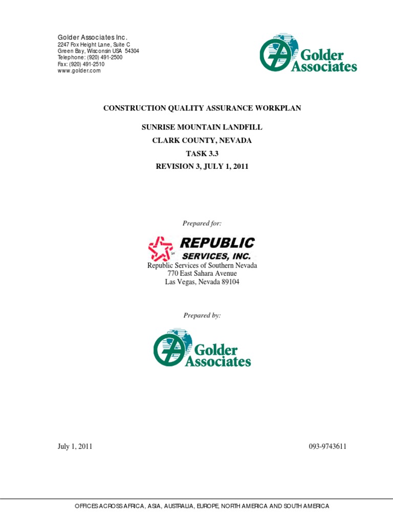 Construction Quality Assurance Plan 07 2011 | Quality Assurance ...