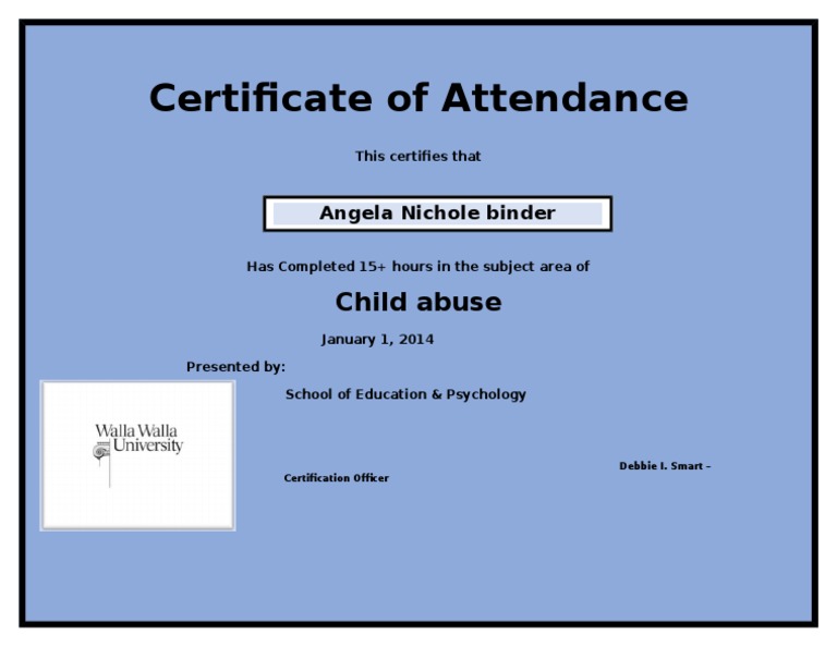 Child Abuse Certificate | PDF