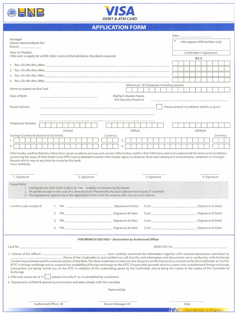HNB Visa Application | PDF