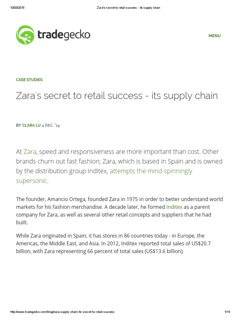 Zara's Secret To Retail Success - Its Supply Chain | PDF | Retail ...