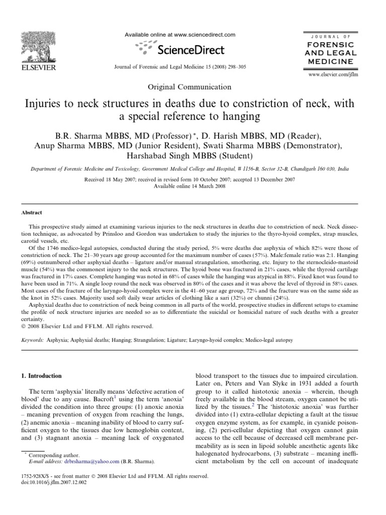 Neck Injuries in Hanging Cases | PDF | Autopsy | Hanging