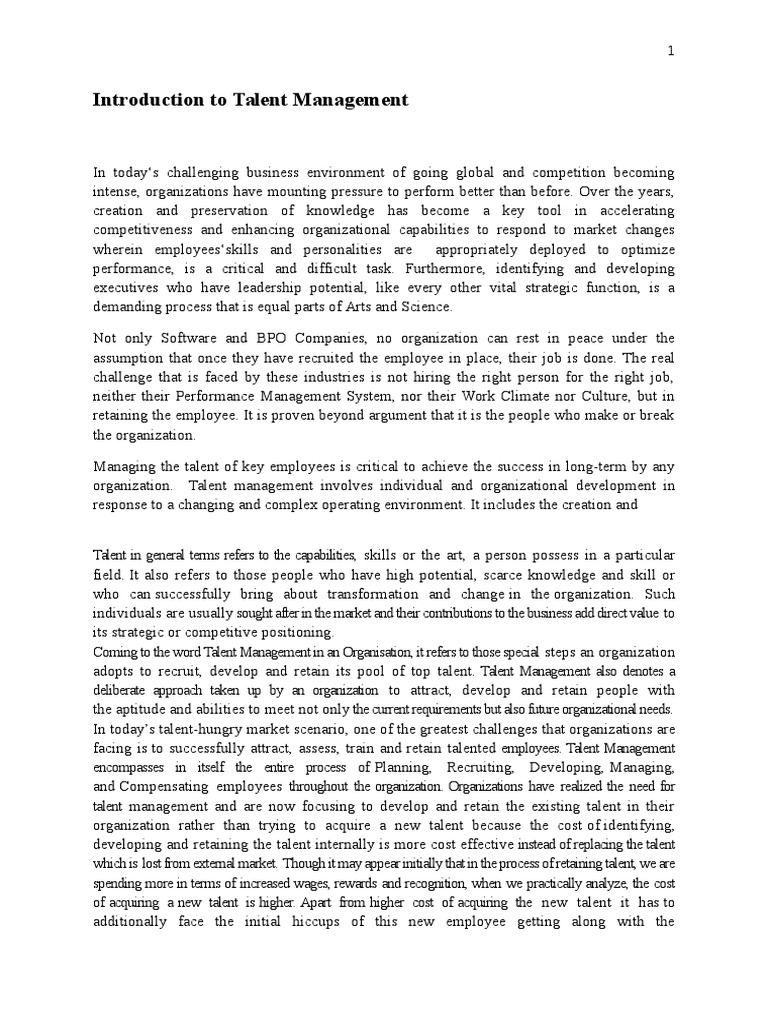 Introduction To Talent Management | Download Free PDF | Talent ...