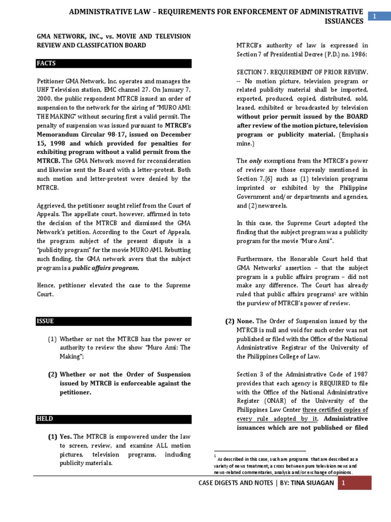 Requirements For Enforcement of Administrative Issuances | PDF | Decree ...