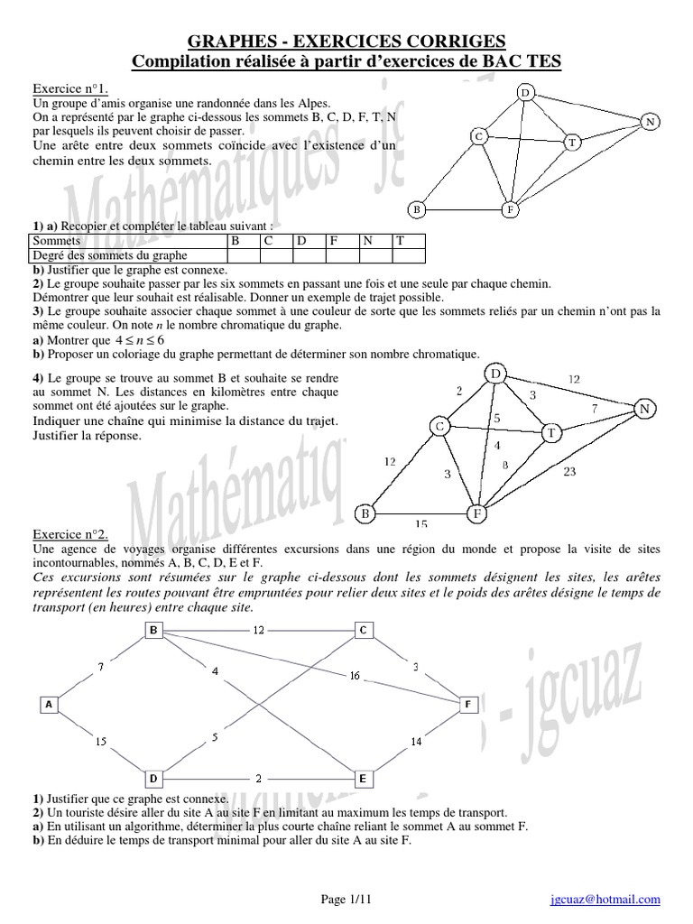 Graphesexoscorrigés2 | Théorie des graphes | Mathématiques discrètes