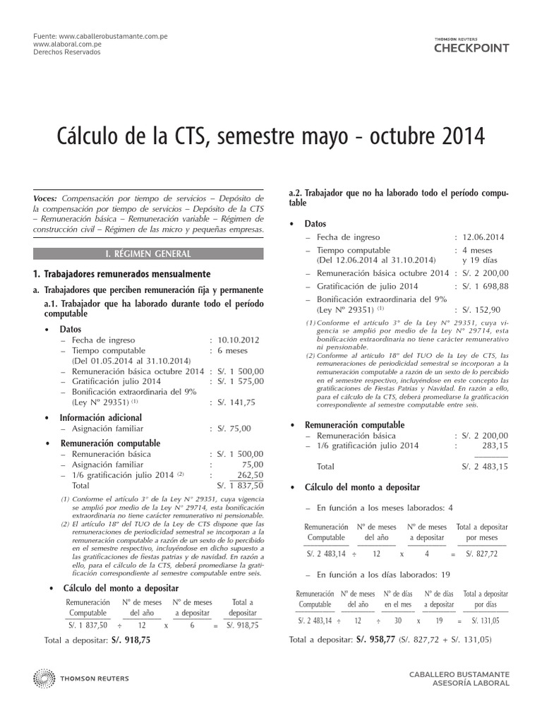 Calculo de La CTS | PDF | Salario | Derecho laboral