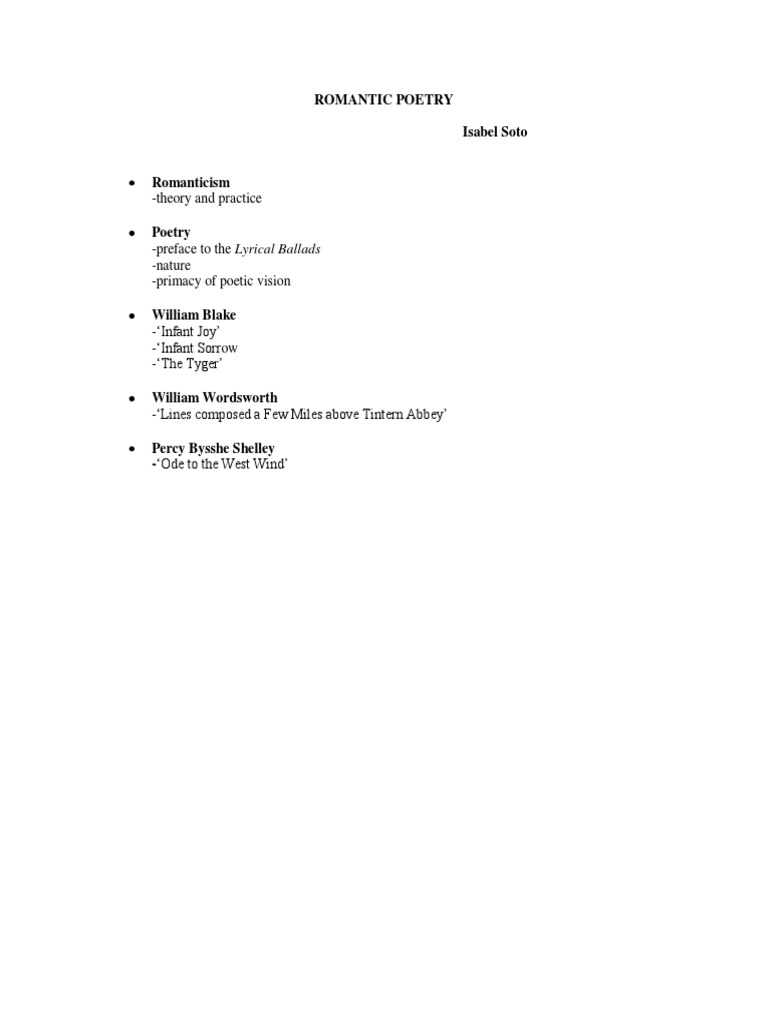 Unit 5 Romantic Poetry Reading Guide | PDF | Romanticism | William ...