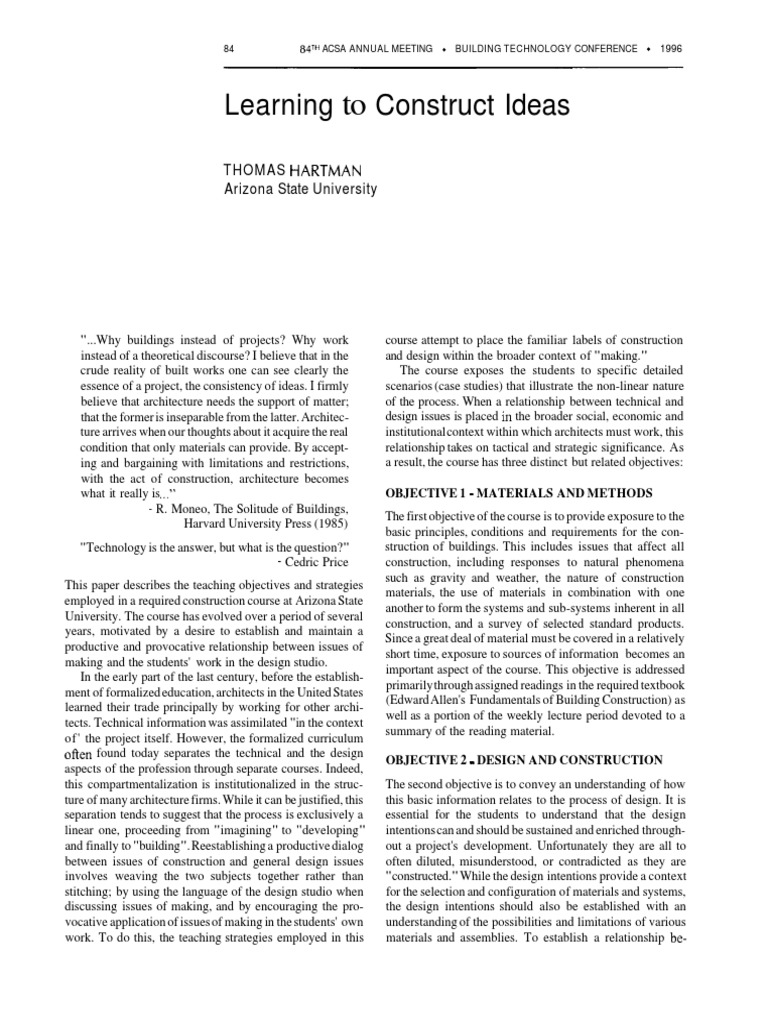 Learning To Construct Ideas | PDF | Design | Case Study