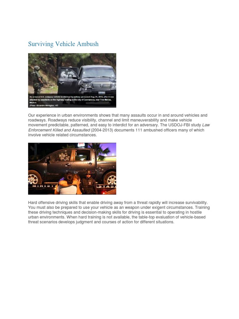 Vehicle Ambush Survival Strategies | PDF | Ambush | Situation Awareness