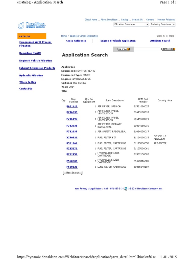 Filtros Man TGS41.440 PDF | PDF