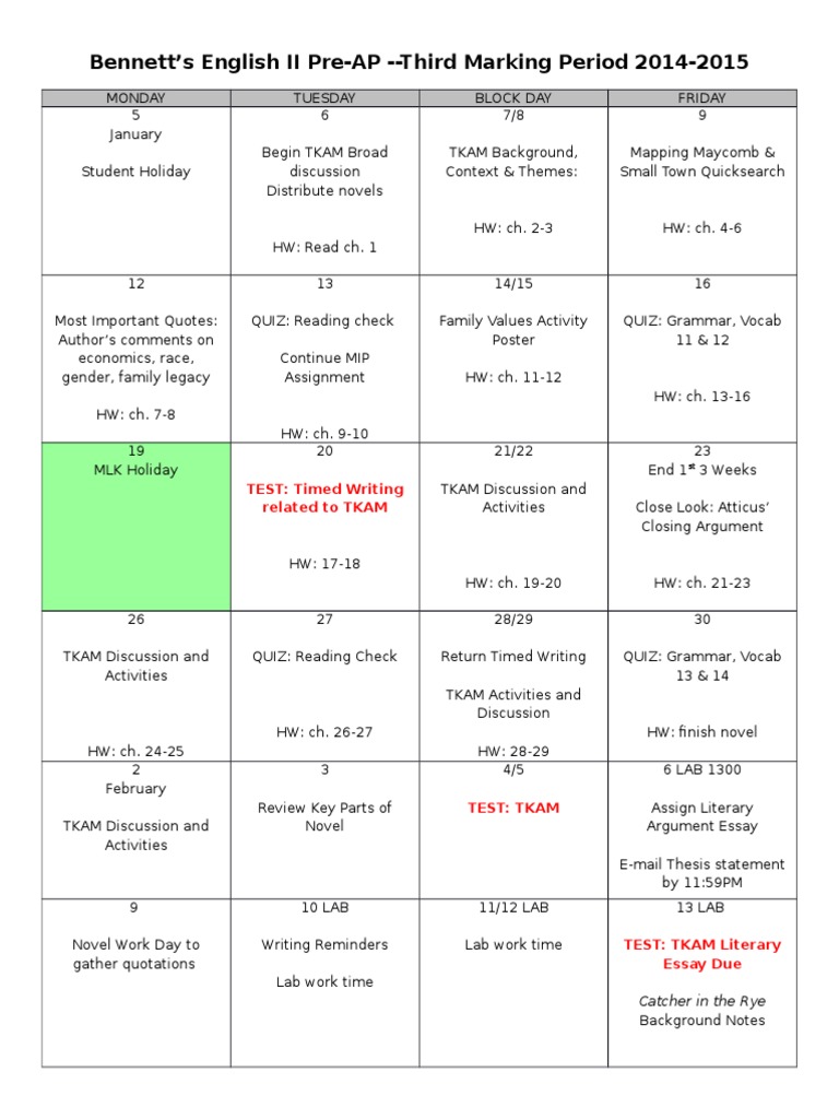 3rd 9 Weeks Preap Bennett | PDF