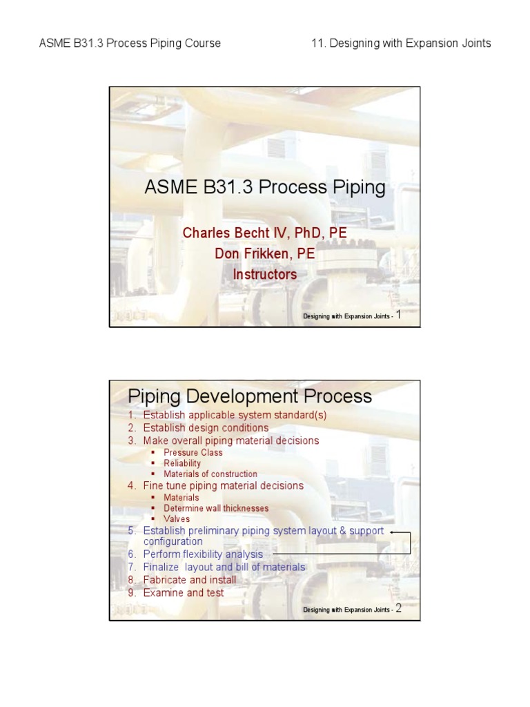 B31.3 - Process - Piping - Course - 11 Designing With Expansion Joints | PDF | Pipe (Fluid ...