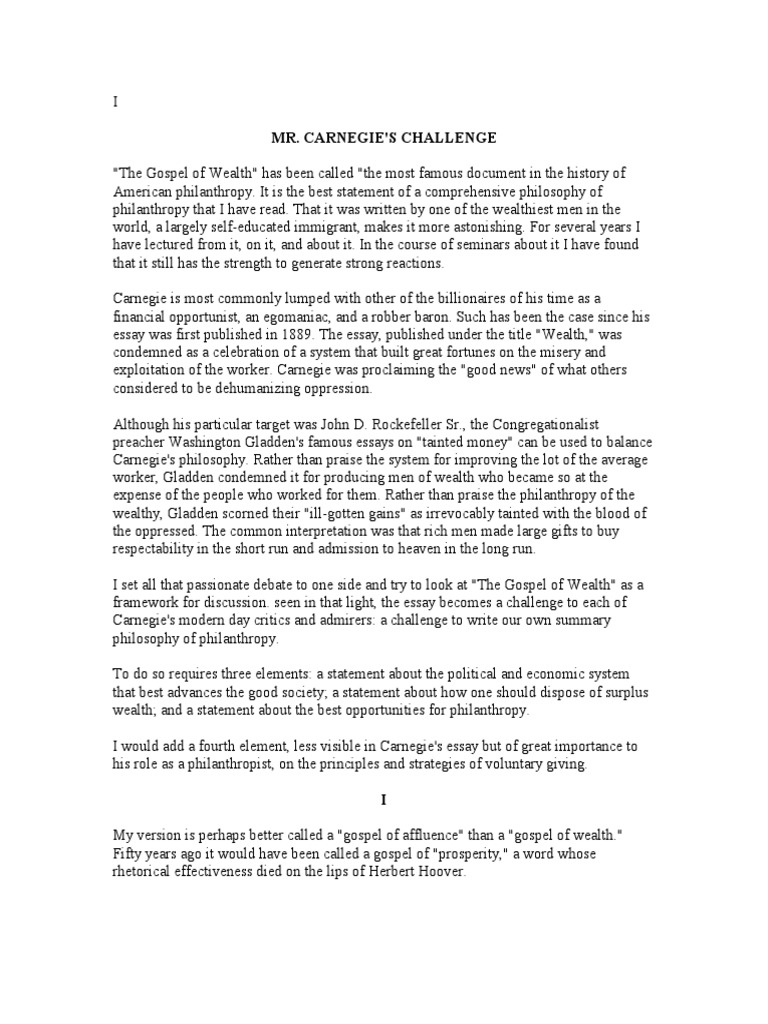 Mr. Carnegie'S Challenge | PDF | Wealth | Andrew Carnegie