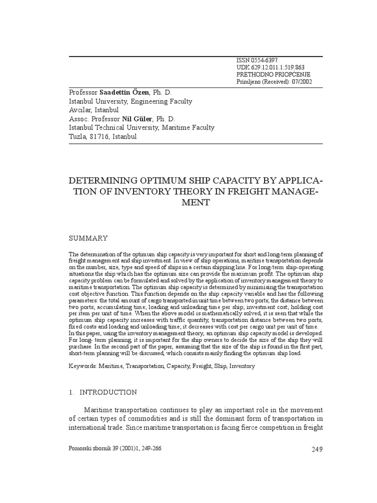 Optimum Ship Capacity | Download Free PDF | Mathematical Optimization ...