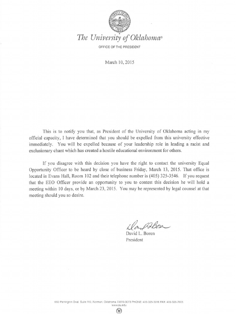 Expulsion Letter | PDF
