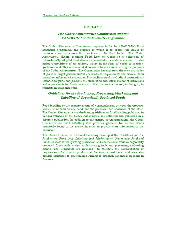 Codex Alimentarius PDF | PDF | Organic Farming | Crop Rotation