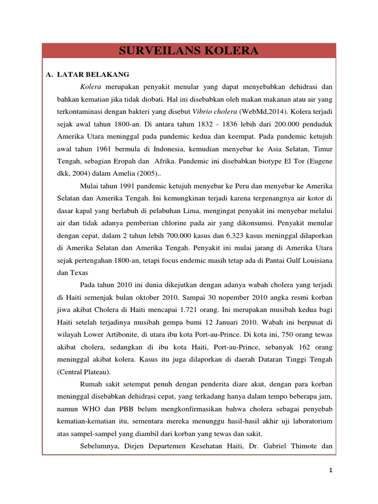 Surveilans Kolera Tabel | PDF