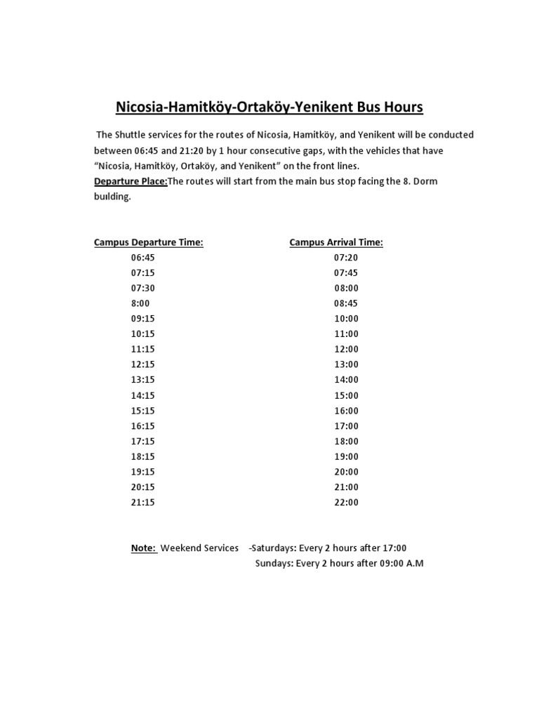 Bus Schedule