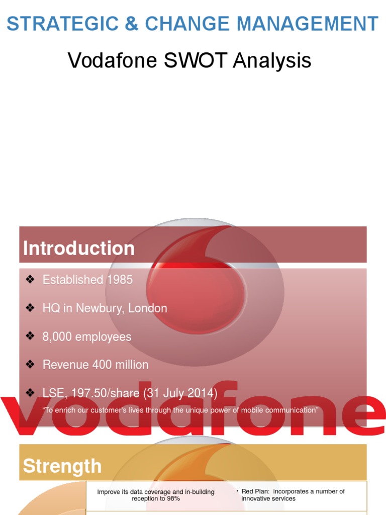 Vodafone SWOT Analysis: Strategic & Change Management | PDF ...