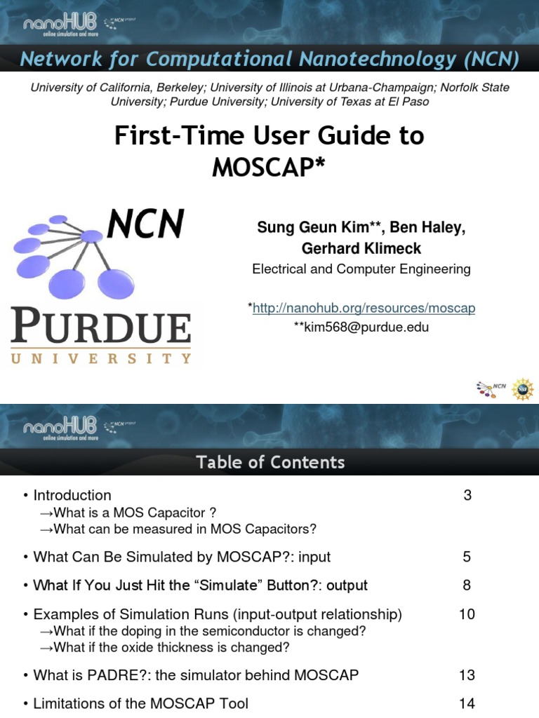 First-Time User Guide To Moscap : Network For Computational ...