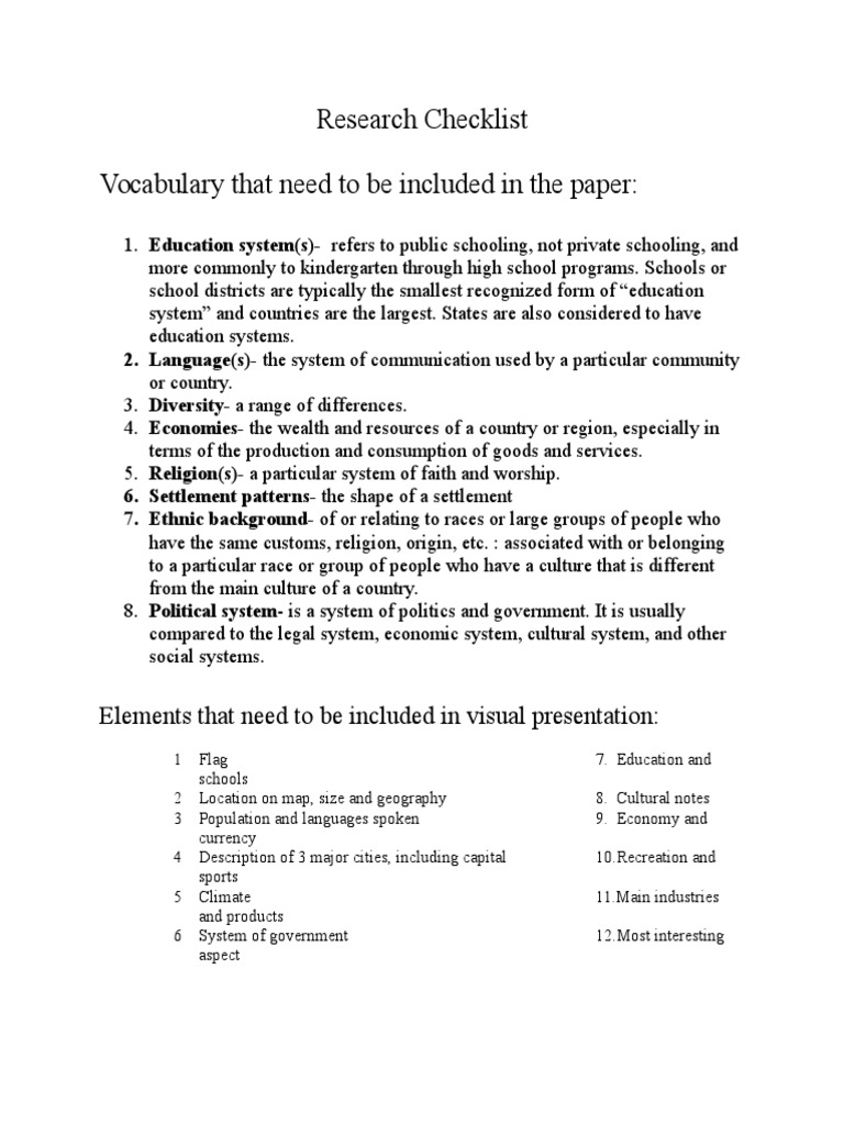 Essential Research Checklist Guide | PDF