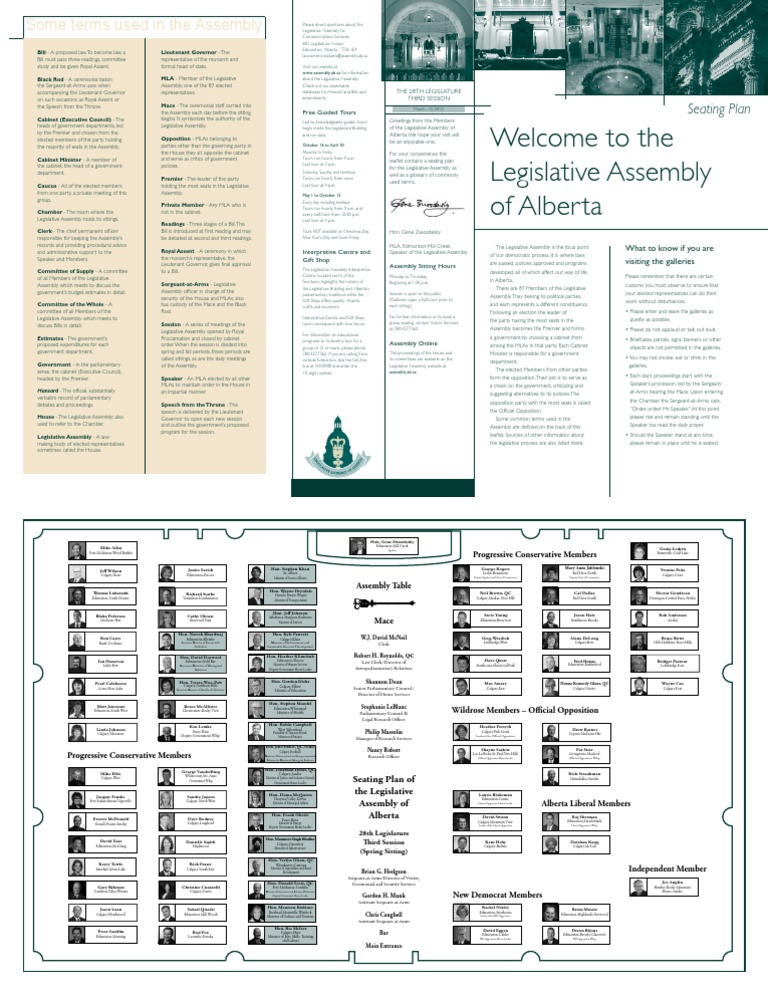 Alberta Legislative Assembly Seating Plan | PDF | Politics