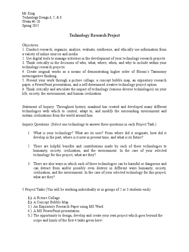 Technology Research Project Guide | PDF | Art | Computers