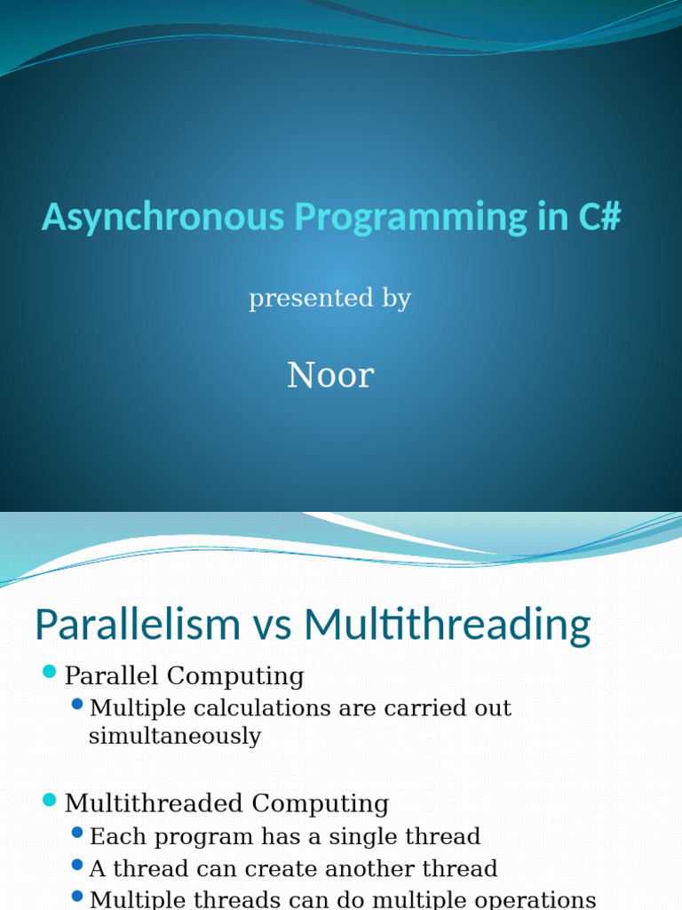 Asynchronous Programming in C# | PDF | Thread (Computing) | Parallel Computing