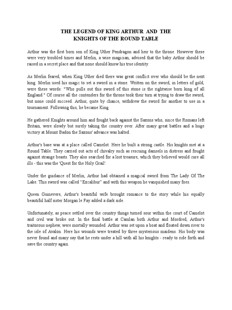 The Legend of King Arthur | PDF