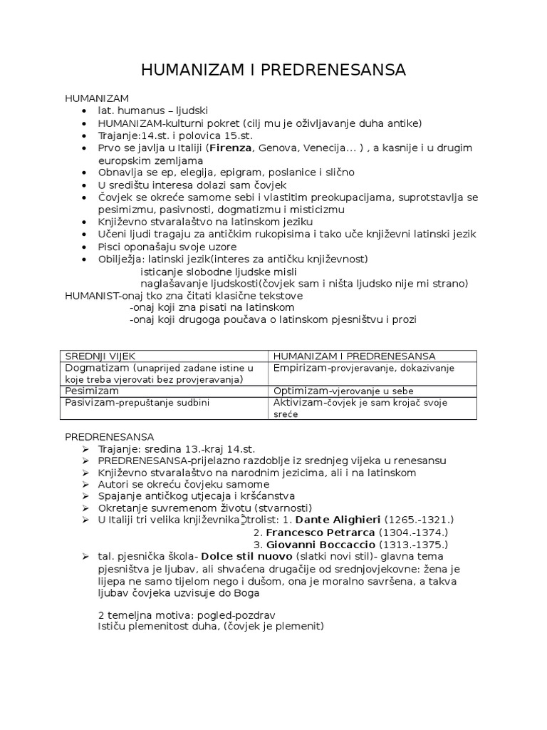 Humanizam I Predrenesansa | PDF