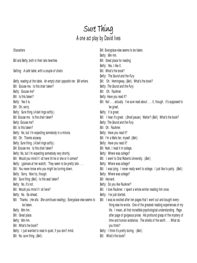 "Sure Thing" Play by David Ives | PDF