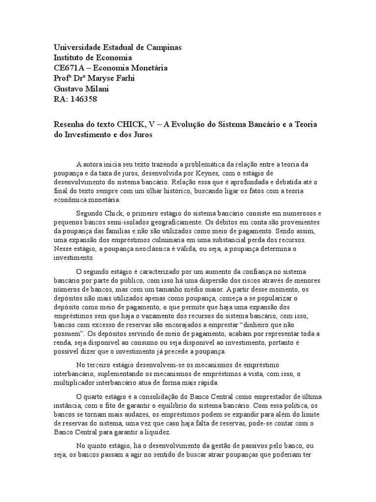 Resenha Victoria Chick | PDF | Salvar | John Maynard Keynes