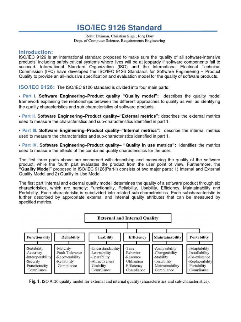 ISO-IEC 9126 Standard PDF | PDF | Computer Engineering | Engineering