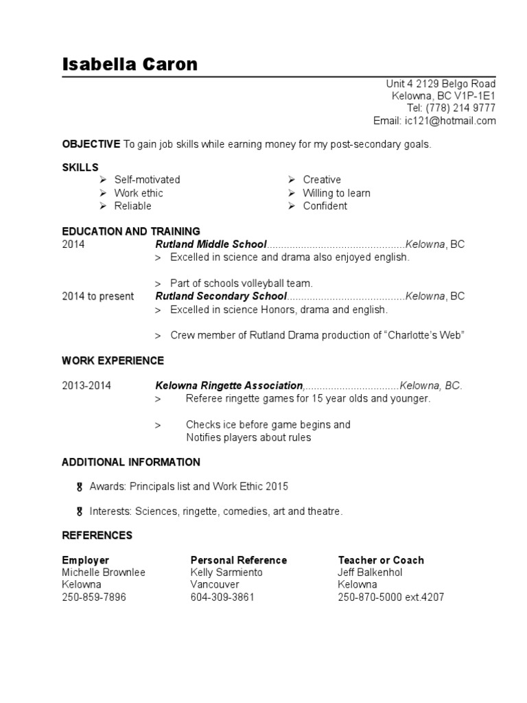 Isabella Caron: Resume Overview | PDF