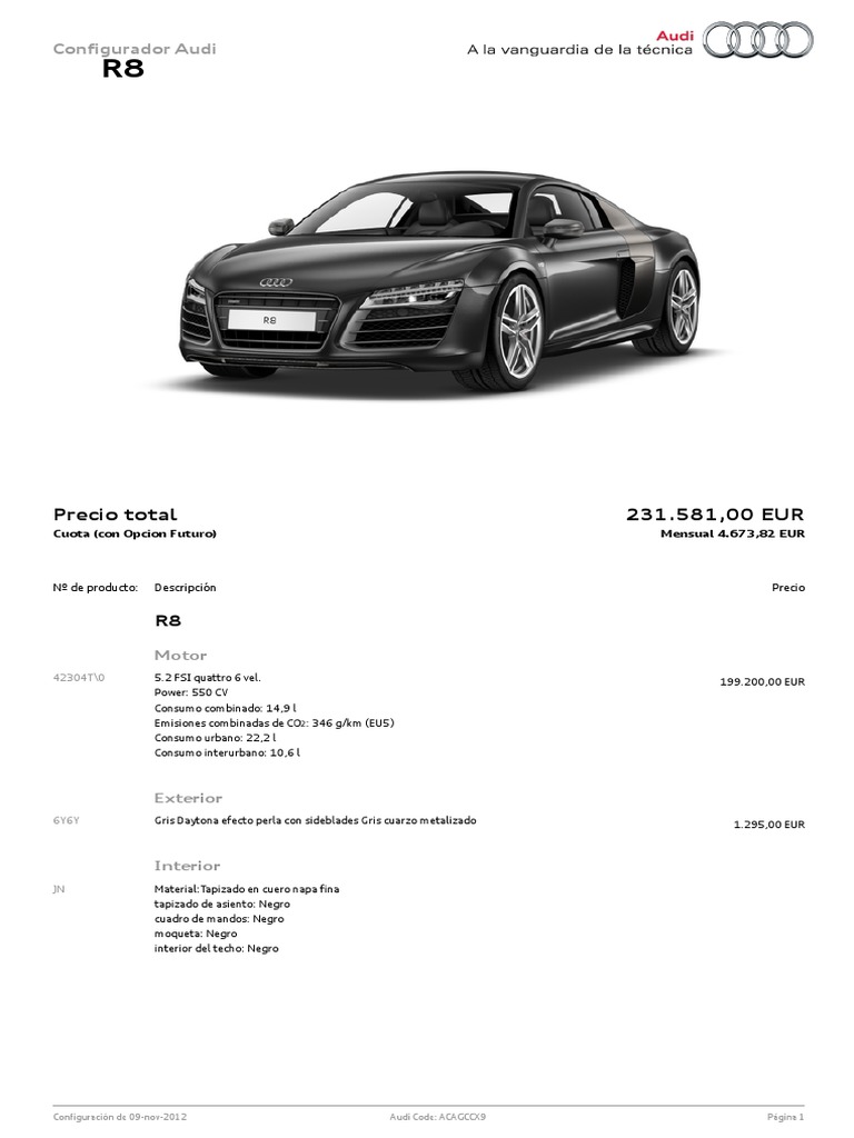Audi R8 | PDF | Audi | Presupuesto