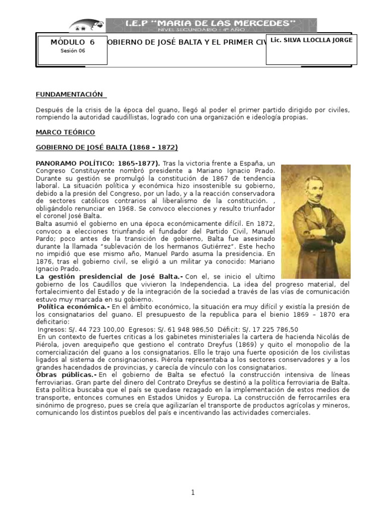 Tema 5 Gobierno de José Balta | PDF | Gobierno | Política (general)