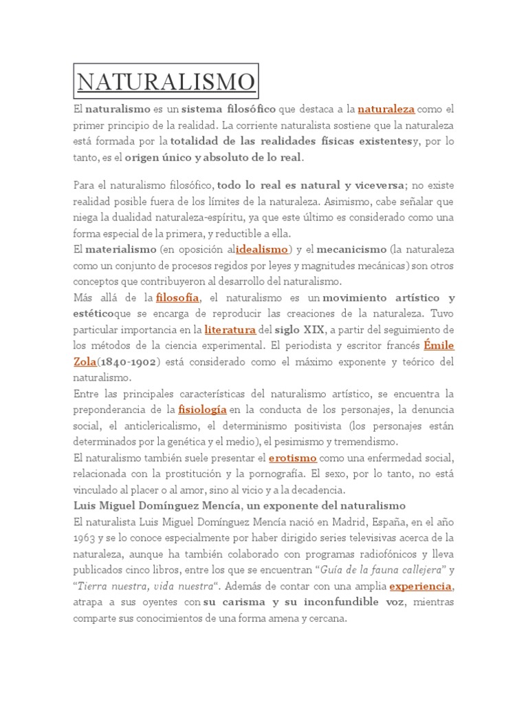 Naturalismo | PDF | Naturalismo (filosofía) | Fenomenología (filosofía)